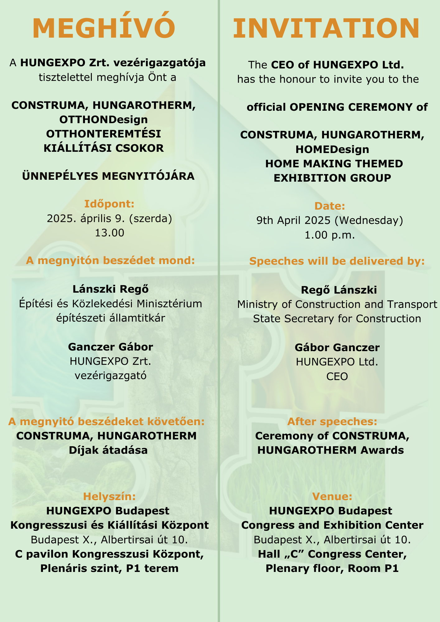 Programok 2025 - HUNGEXPO